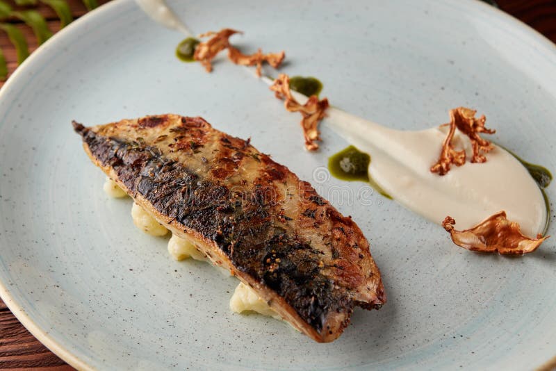 Grilled White Fish with Cauliflower Stock Image - Image of gourmet ...