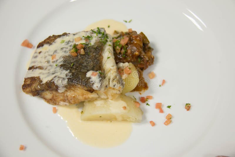 Grilled White Snapper Steak Roasted with Sauce Stock Photo - Image of ...