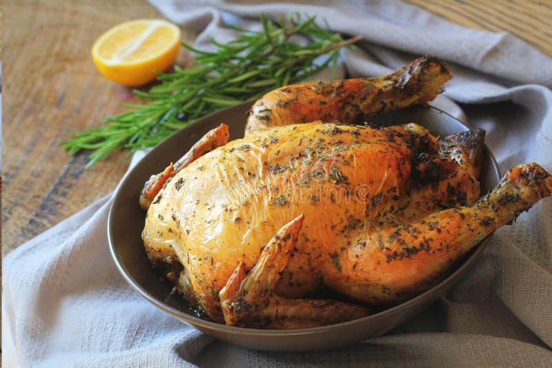 Grilled Whole Chicken or Turkey for Celebration and Holiday Stock Photo ...