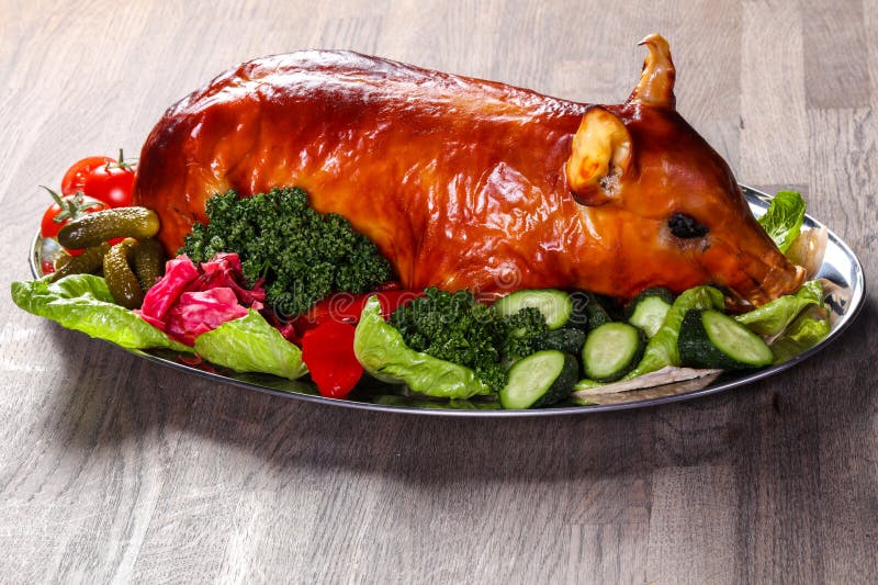 Grilled young pig stock photo. Image of preparation - 117973842