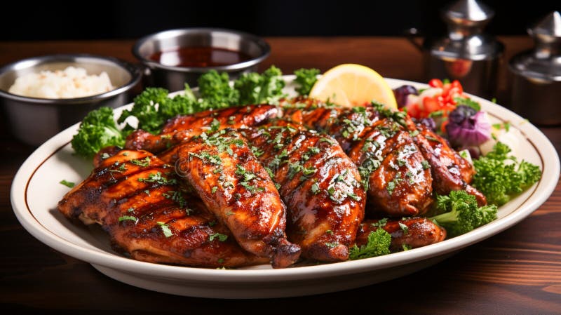 Grilles Chicken Steak Grilled Chicken Plate Fried Chicken Stock Image ...