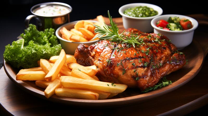 Grilles Chicken Steak Grilled Chicken Plate Fried Chicken Stock Image ...