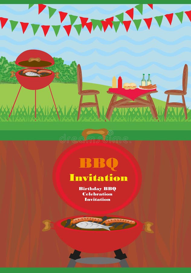 Grilla Partiet, Den Gladlynta Korven - Rolig Inbjudan Vektor ...