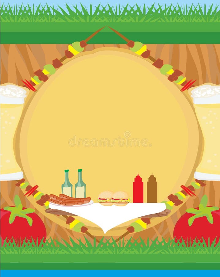 Grilla Partiet, Den Gladlynta Korven - Rolig Inbjudan Vektor ...