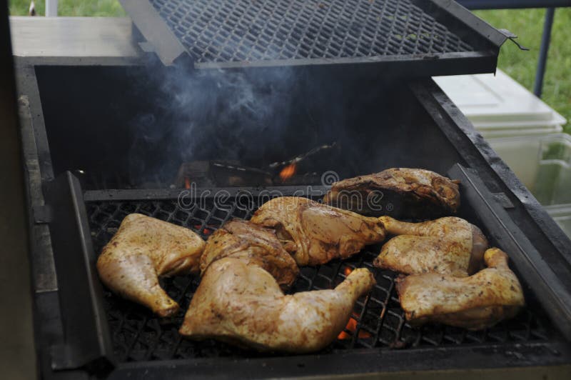 Grilling Chicken on a Grill Stock Photo - Image of open, eats: 163588986