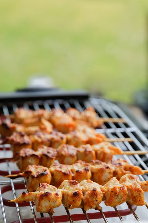 Grilling chicken sticks stock photo. Image of dish, ables - 71190966