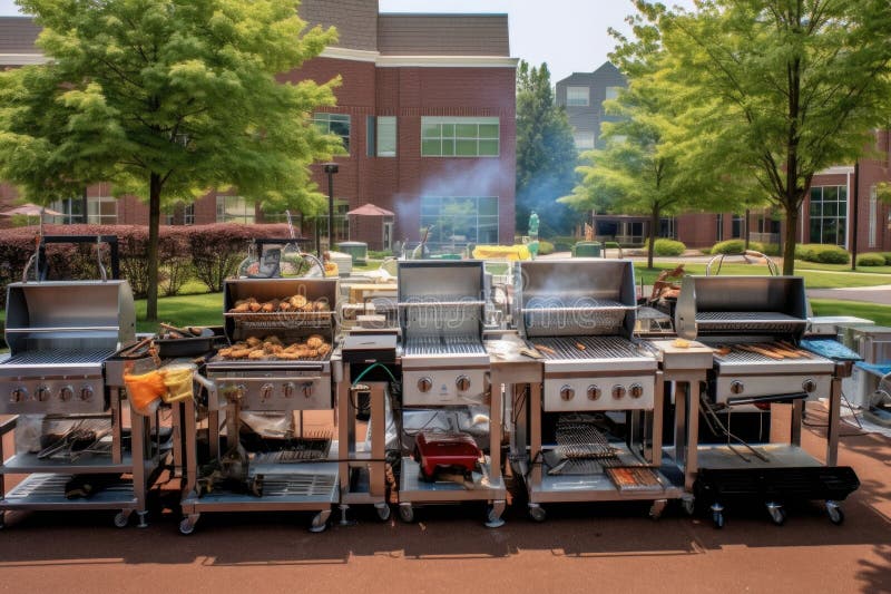 Grilling Competition Setup with Multiple Bbq Grills Stock Photo - Image ...