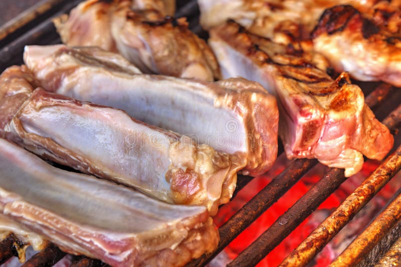 Grilling Fresh Meat on Barbeque Stock Image - Image of barbecuing ...