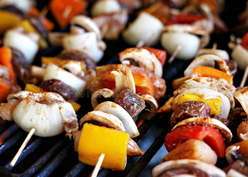 Grilling Kaboobs stock image. Image of fire, food, steak - 15369767