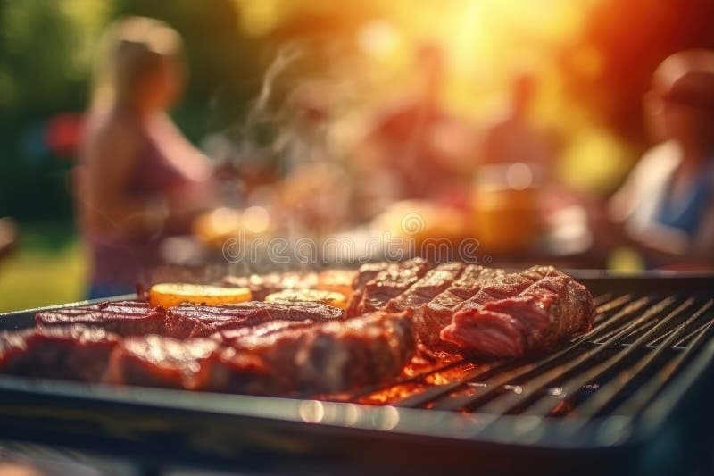 Grilling Lamb Ribs on Hot Flame , Barbecue Cooking in Evening and ...