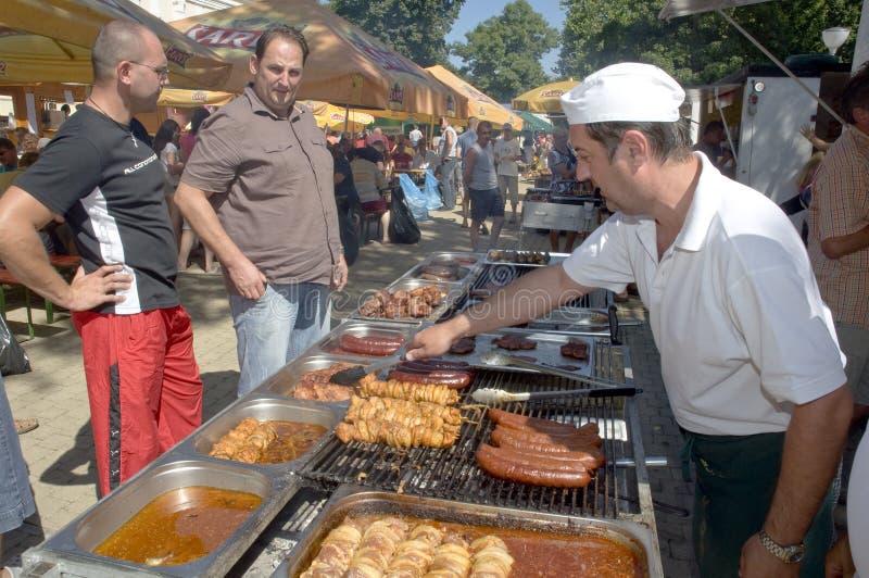 Grilling at local market editorial stock image. Image of barbecue ...