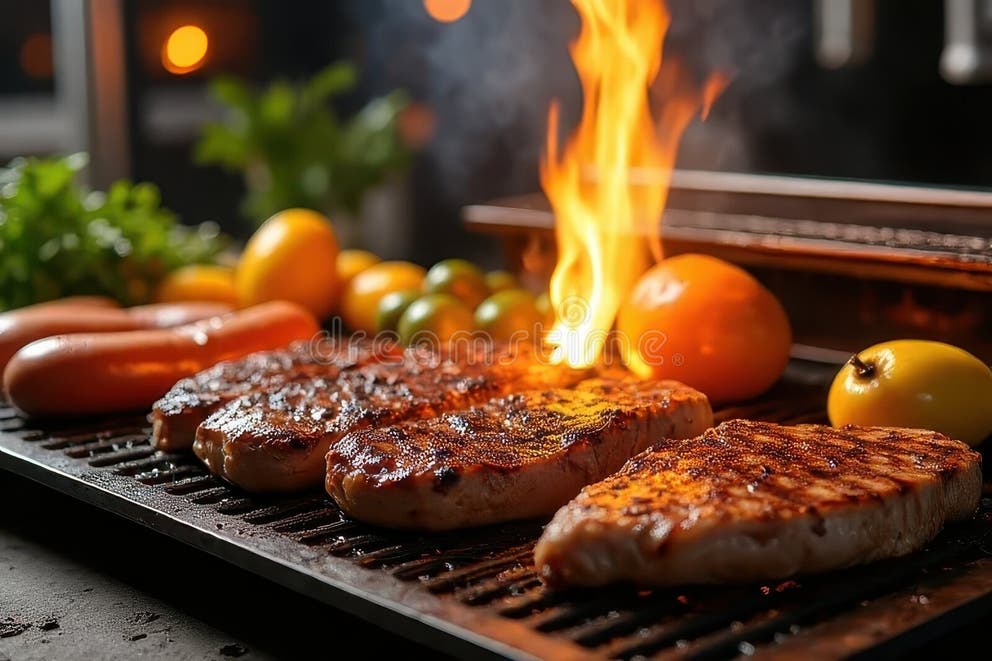 Grilling Masterclass stock illustration. Illustration of fruit - 372272564