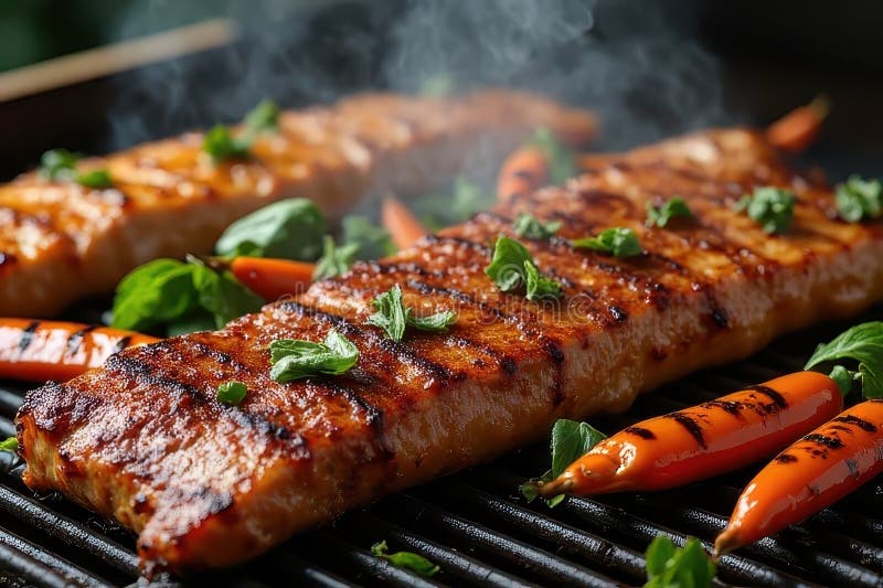 Grilling Masterclass stock illustration. Illustration of seafood ...