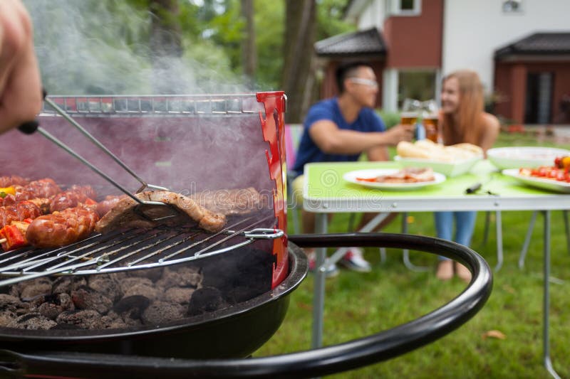 Grilling Meat on a Barbecue Stock Image - Image of grill, meet: 43936811