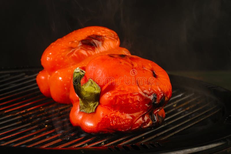 Grilling red pepper stock image. Image of vegetarian - 71631533