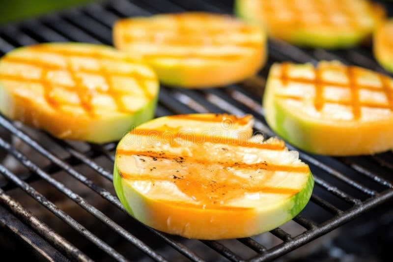 Grilling Slices of Sweet Melon on a Bbq Grid Stock Photo - Image of ...