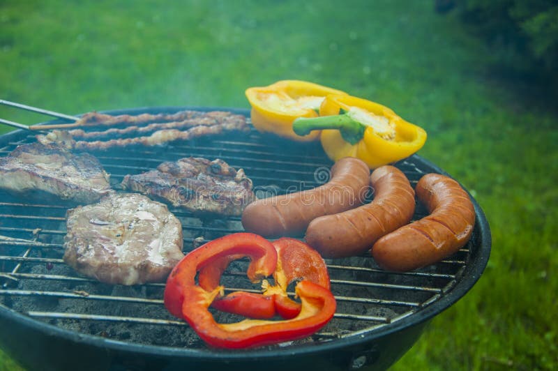 Grilling Theme with Barbecue Stuff Stock Photo - Image of barbecue ...