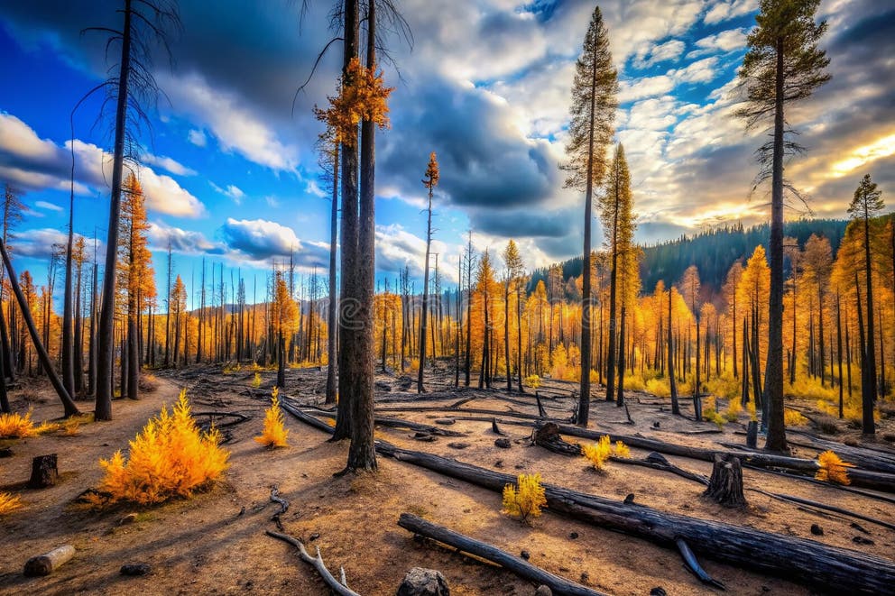 A Grim Landscape the Devastating Aftermath of a Wildfire Capturing the ...