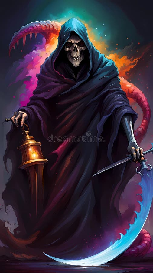 Grim Reaper Cartoon Character Illustration AI Generated Stock ...
