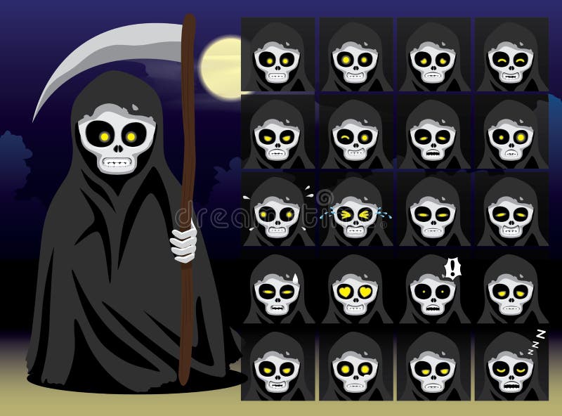 Grim Reaper Cartoon Emotion Faces Vector Illustration Stock Vector ...