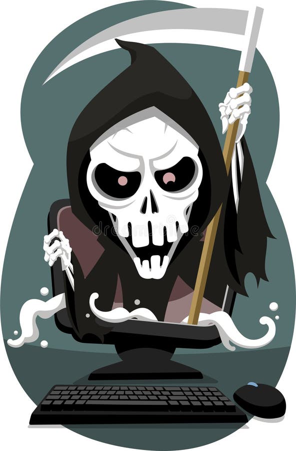 Grim Reaper Reading the Book of Death Stock Illustration - Illustration ...
