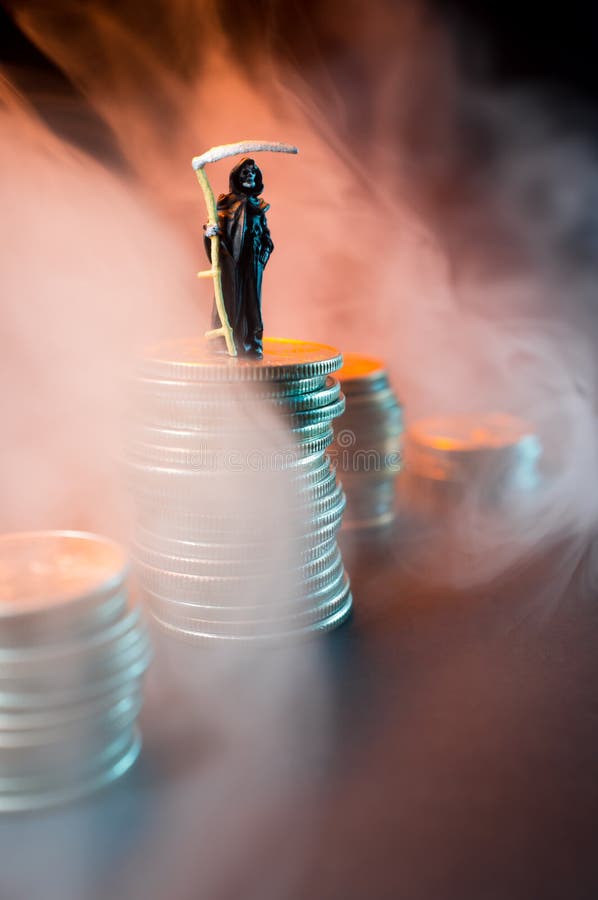 Grim Reaper Evil Money stock image. Image of coins, deceased - 118902911
