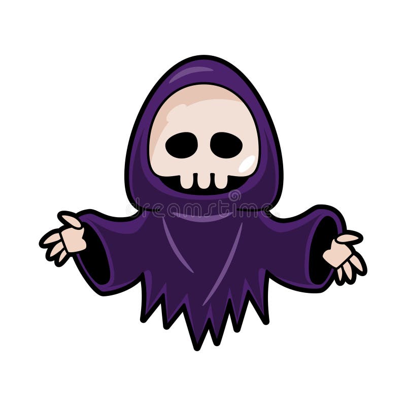 Set of Cute Grim Reaper . Halloween Cartoon Characters Stock Vector ...