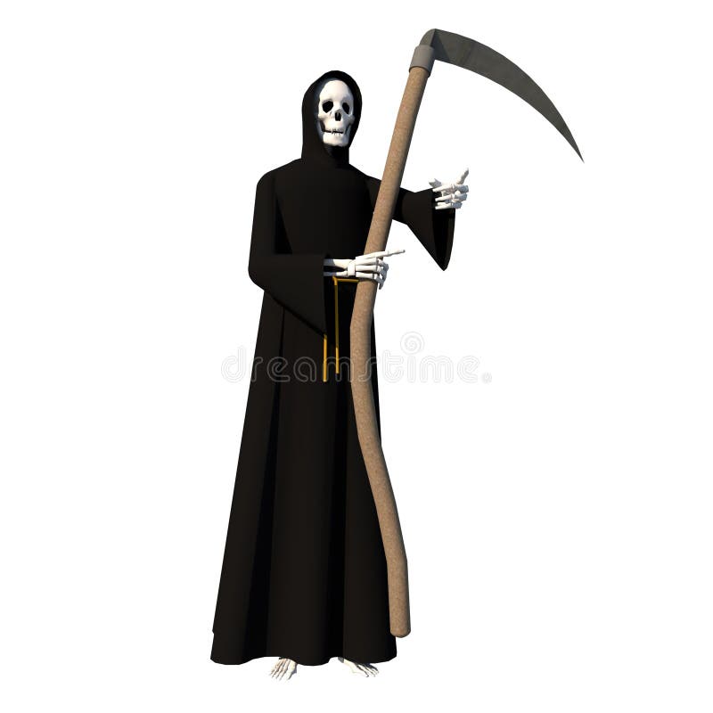 Grim Reaper with Sickle Front 2 White Background 3D Rendering ...