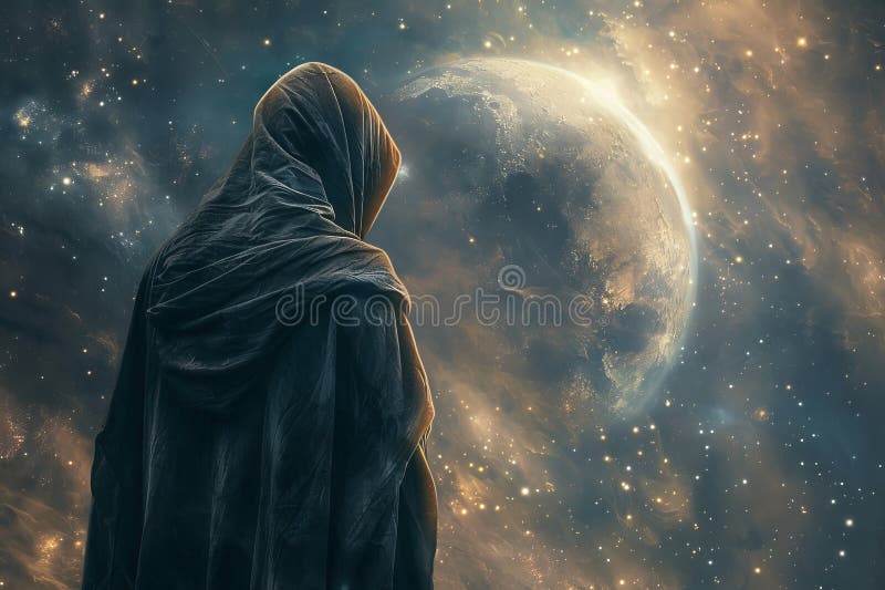 A Grim Reaper Looms in Front of a Dark Galaxy in Outer Space Stock ...