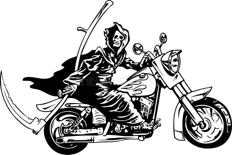Grim Reaper on Motorcycle Illustration Stock Vector - Illustration of ...