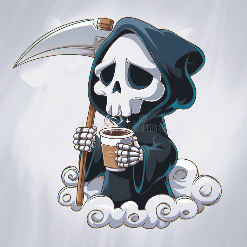 Grim reaper on night stock illustration. Illustration of clip - 335427321