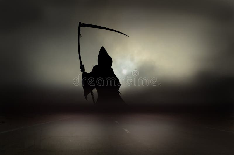 Grim reaper on road stock illustration. Illustration of danger - 57772792