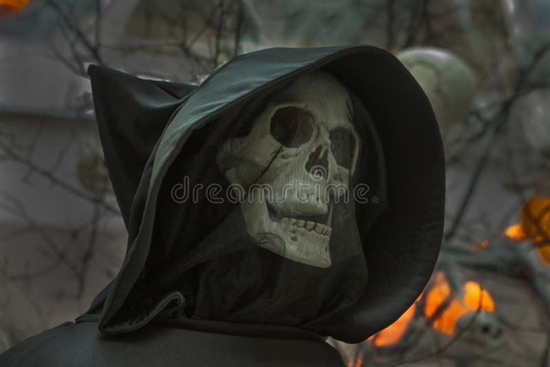 Grim Reaper Side View and Branches of a Tree, Stock Image - Image of ...