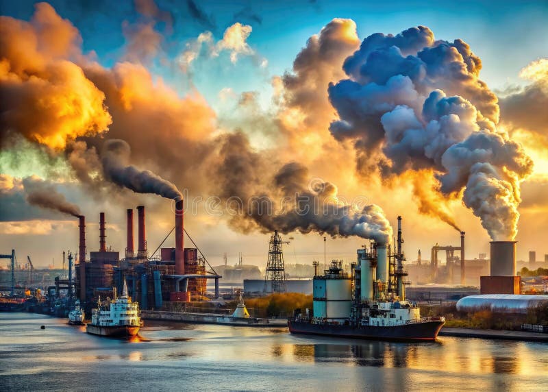 A Grimy Coastal Seaport Industrial Pollutions Stark Visual Impact on ...
