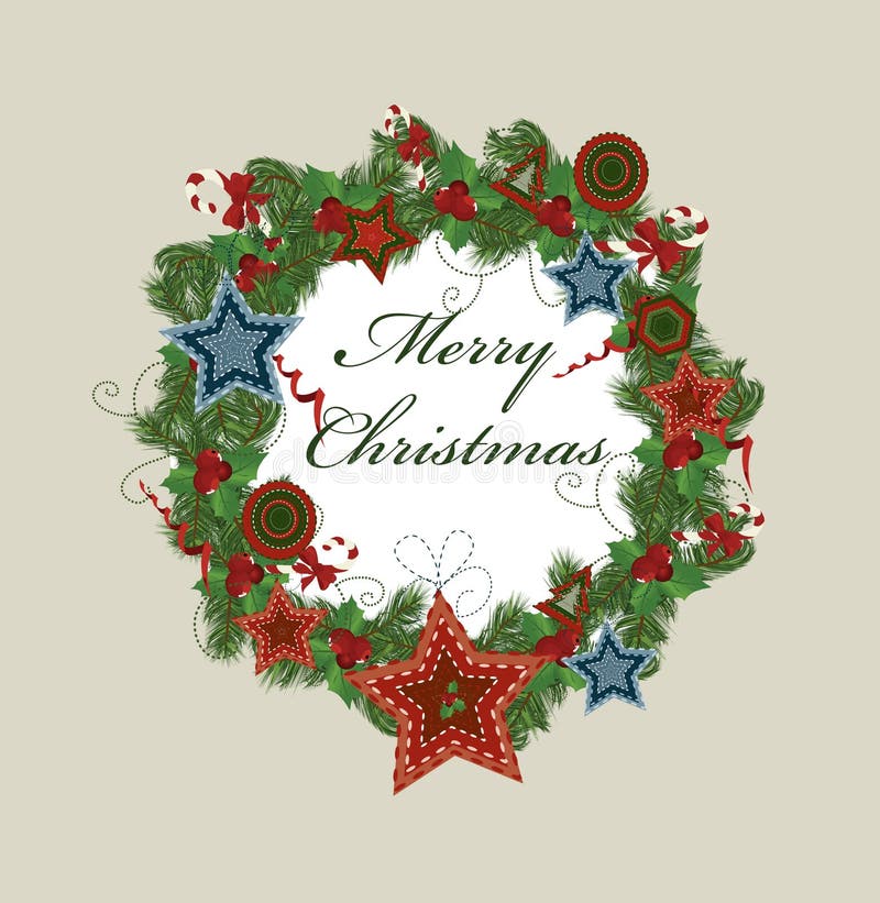 Ilustração Do Vetor Da Aquarela Grinalda Do Natal Com Ramos Do Abeto ...