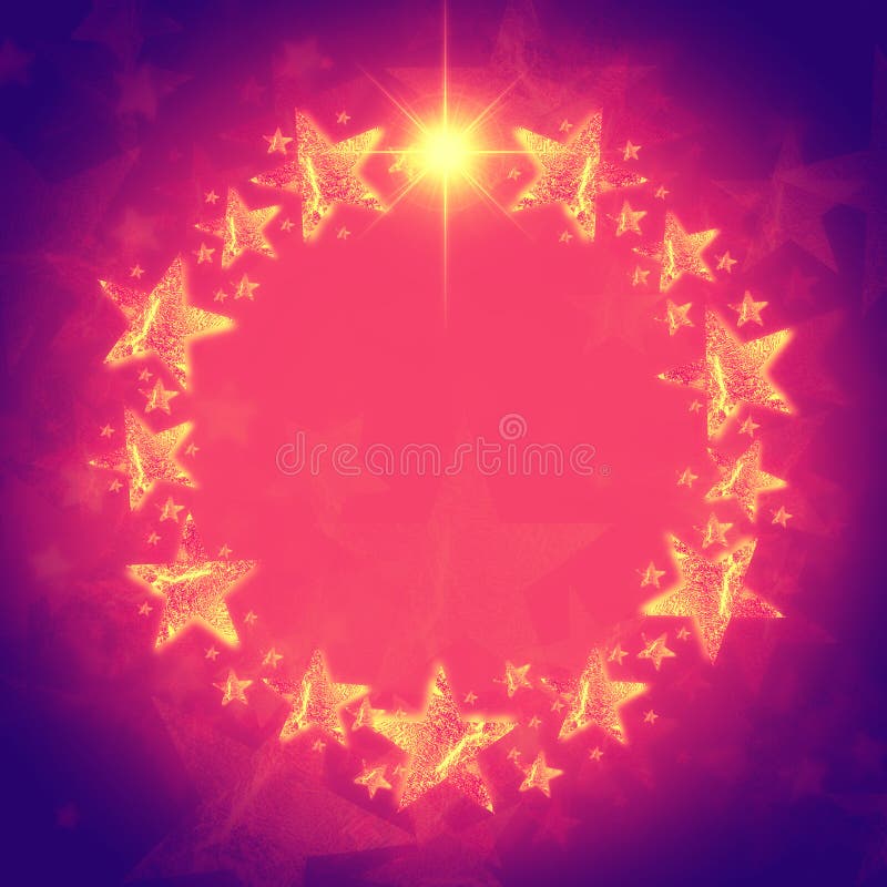 Grinalda Do Natal De Estrelas Douradas Em Violeta E Em Cor-de-rosa Com ...