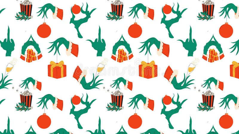 Grinch Hand Animation Loop Background. Video Flat Cartoon Animation ...