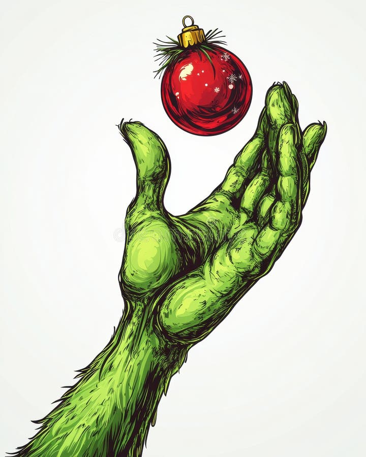 Green Hand with Ornament Christmas Christmas Cartoon Isolated Stock ... Green Hand with Ornament Christmas Christmas Cartoon Isolated Stock ...