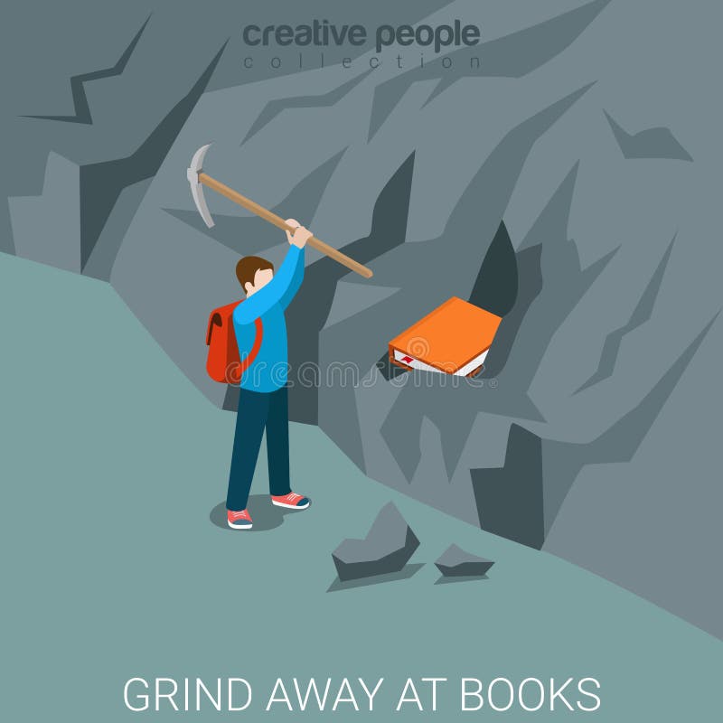 Grind Away at Books Student Rock Flat 3d Isometric Vector Stock Vector ...