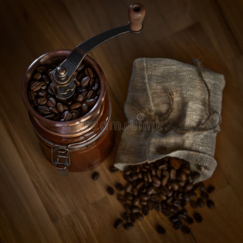 Grinder and coffee beans stock image. Image of break, pause - 1907787