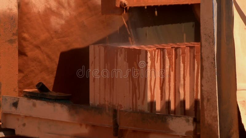 Grinder with Mason Blade Cutting a Brick for Retaining Wall Stock Video ...