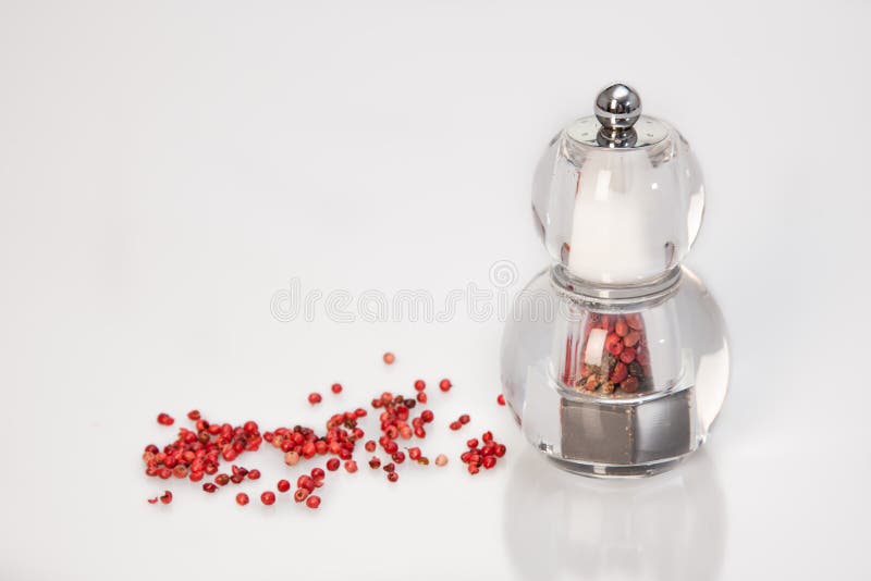Grinder with Red Pepper and Salt Stock Photo - Image of metal, acrylate ...