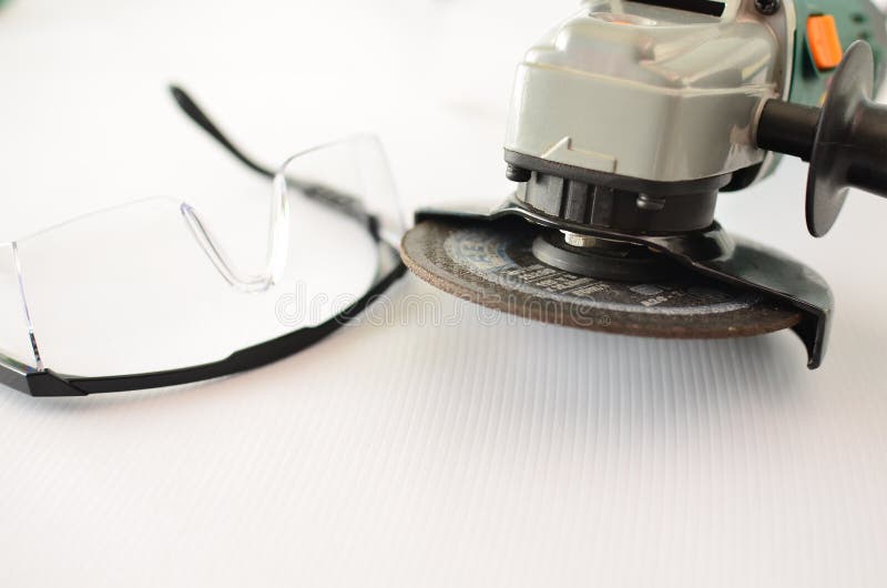 Grinder with Safety Goggles Stock Image - Image of electric, grinder ...