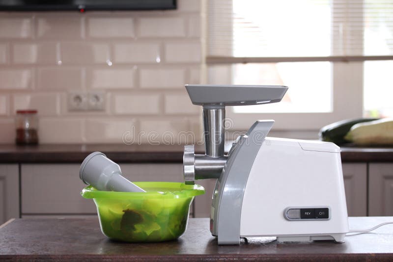 A Grinder on the Table in Modern Kitchen. Stock Image - Image of meat ...