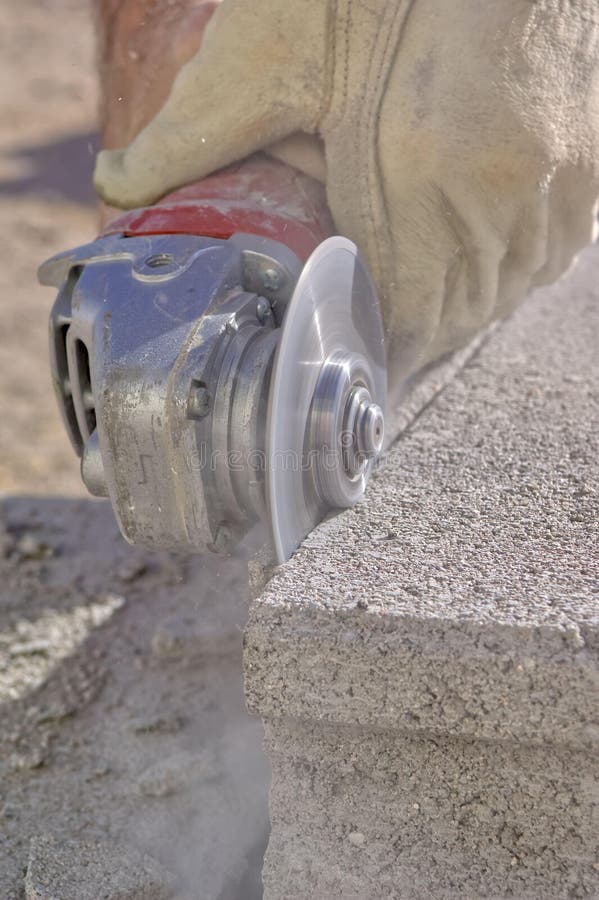 Grinder Tool Cutting Cinder Block Stock Photo - Image of blade, metal ...