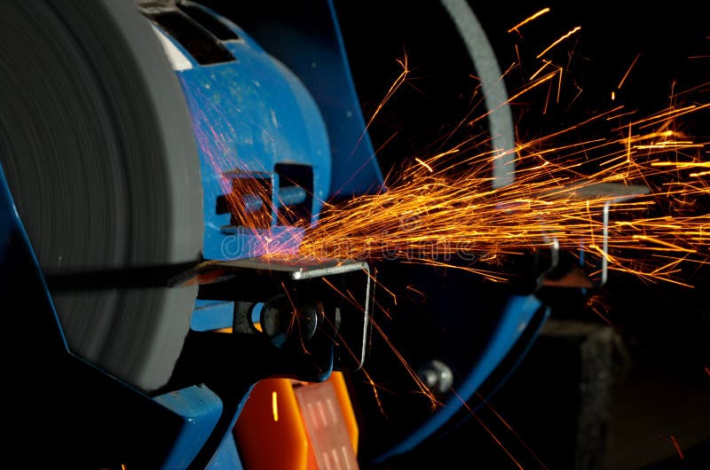 Grinding Wheel Throwing Sparks Stock Photo - Image of metal ...