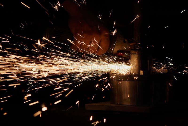 Sparks while grinding stock image. Image of flame, manufacturing - 26247969