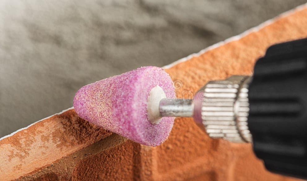 Grinding Bevel of Ceramic Tiles by Grinding Stone Using Drill Stock ...