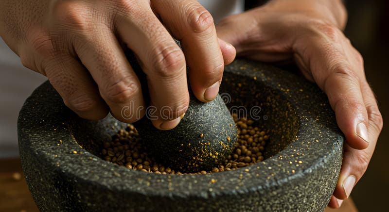 Grinding Coriander Seeds stock illustration. Illustration of brown ...