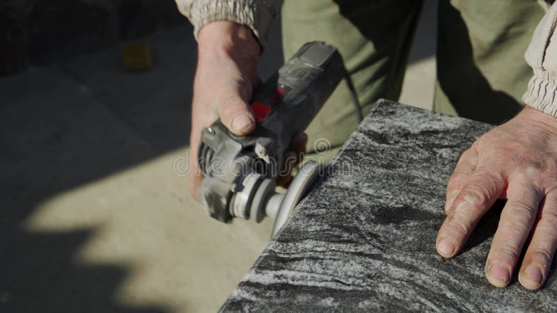 Grinding Granite Stone with a Grinder. Stock Video - Video of tombstone ...